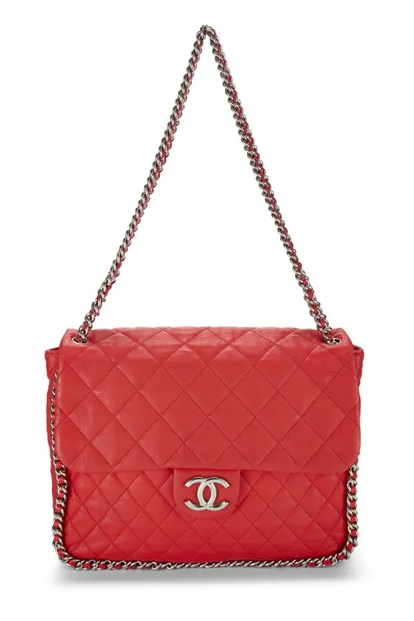 Chanel Quilted Lambskin Chain Around Half Flap Maxi