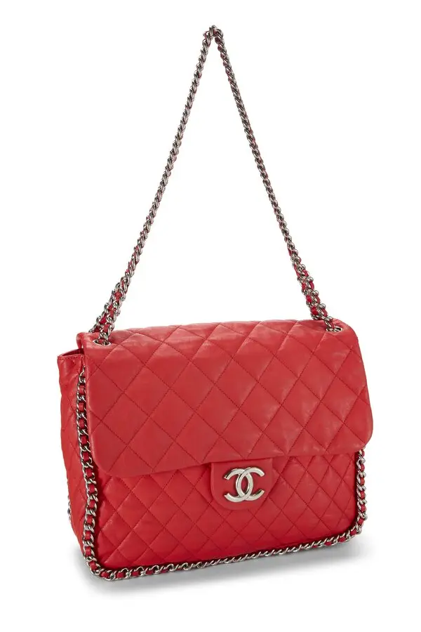 Chanel Quilted Lambskin Chain Around Half Flap Maxi