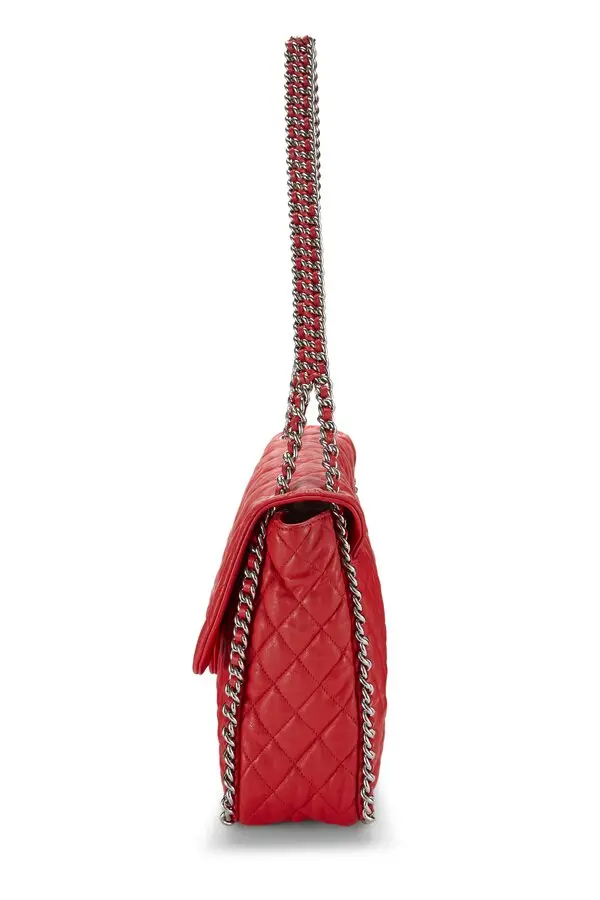 Chanel Quilted Lambskin Chain Around Half Flap Maxi