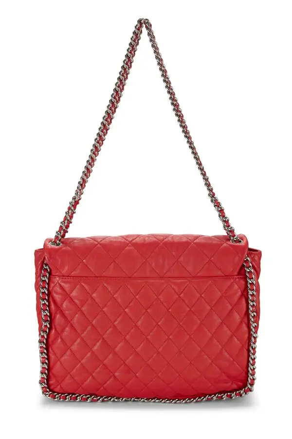 Chanel Quilted Lambskin Chain Around Half Flap Maxi