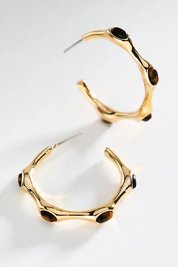Anthropologie Pearled Hoop Earrings - Brown