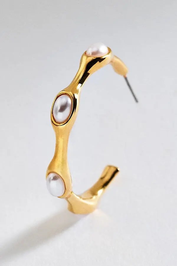 Anthropologie Pearled Hoop Earrings - Pearl