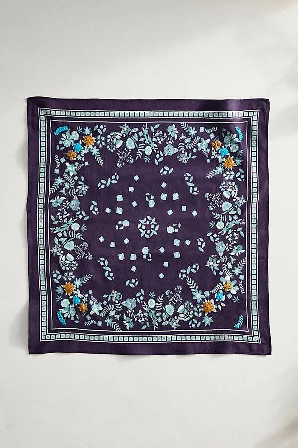 TERRAIN Embroidered Fall Floral Bandana - Grape