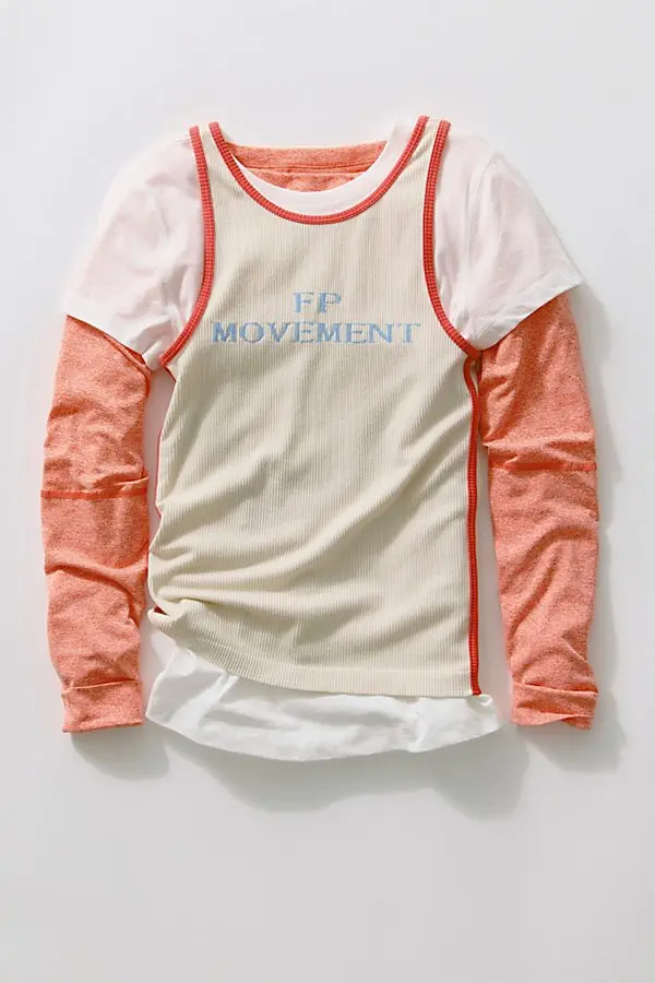 Free People Ribbed Logo Tank - Tan