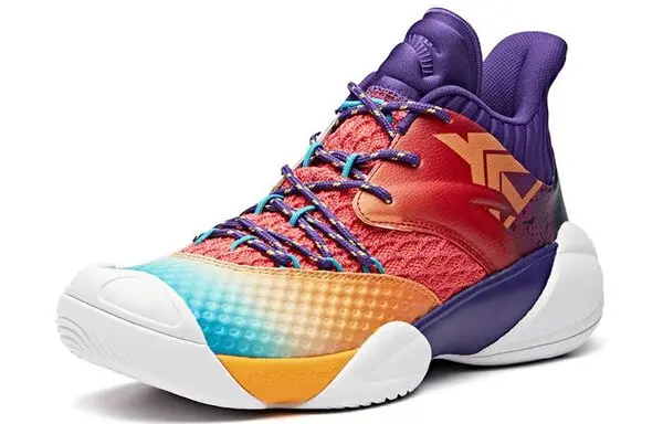 ANTA Mid Top Basketball Sneakers - Purple/white/red