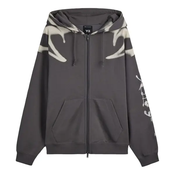 Adidas X Y-3 Chito Graphic French Terry Zipper Hoodie Asia Sizing - Grey Five