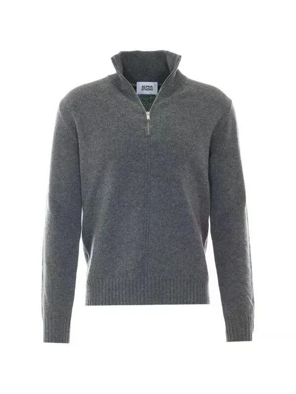 Alpha Studio Half-zip High-neck Sweater - Grey