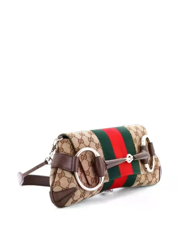 Gucci Horsebit Nm Web Chain Clutch Gg Canvas Medium Shoulder Bag