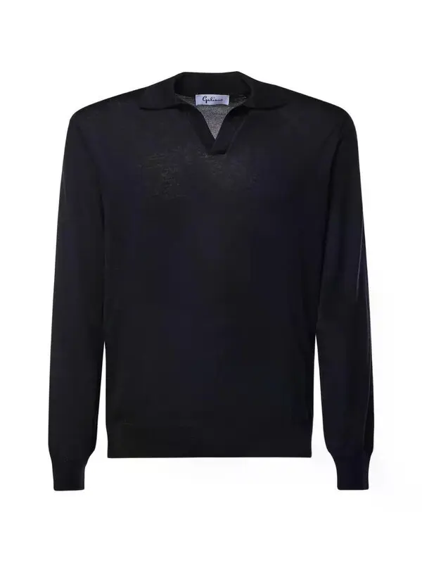 GALIANO Polo-collar Long-sleeve Sweater