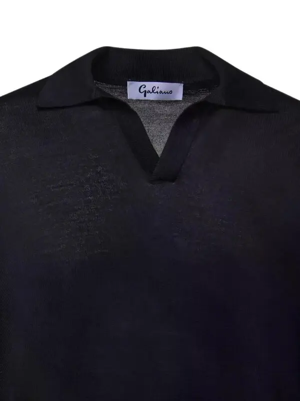 GALIANO Polo-collar Long-sleeve Sweater