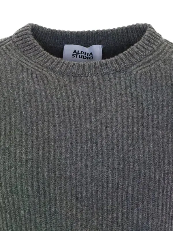 Alpha Studio Ribbed-knit Crew-neck Sweater