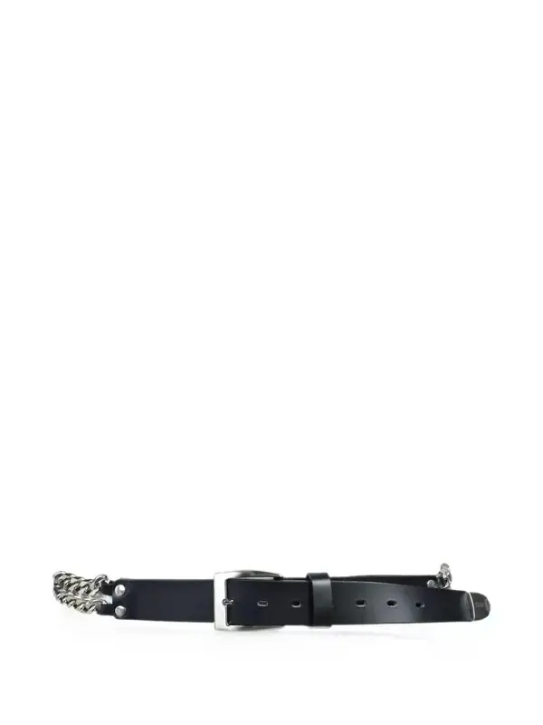 FILTH Chain-link Leather Belt - Black