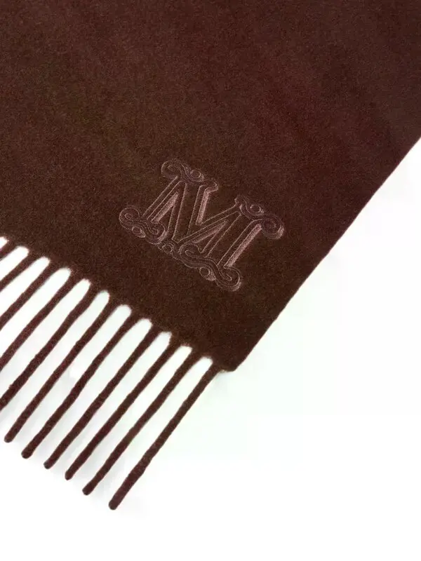 Max Mara Embroidered Fringe-trim Scarf