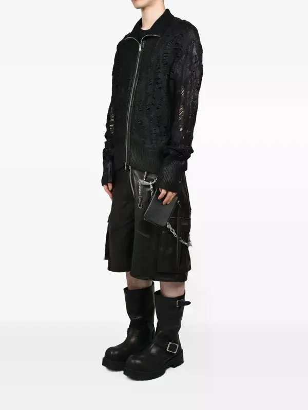FILTH Distressed Zip-up Cardigan