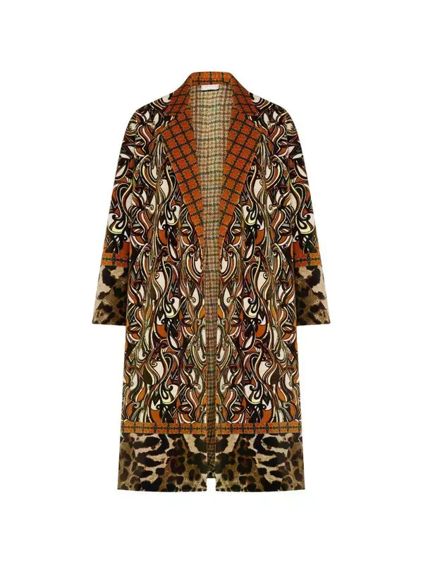 PIERRE-LOUIS MASCIA Revdox Patterned Animal-print Coat - Brown