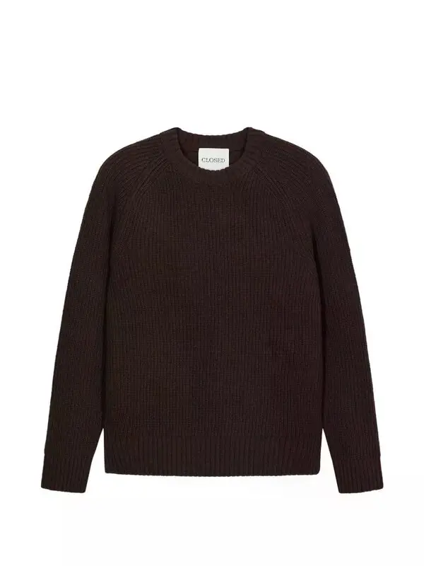 Closed Ribbed-knit Raglan-sleeve Sweater