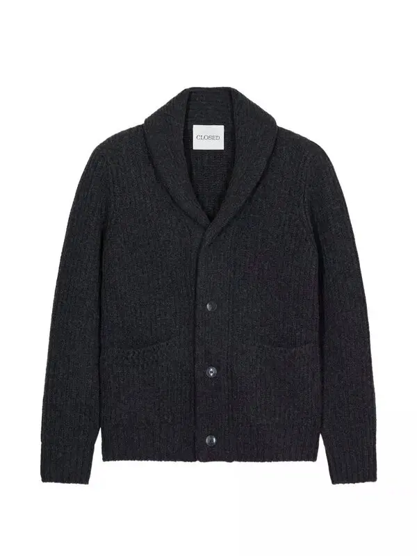Closed Ribbed Shawl-collar Cardigan