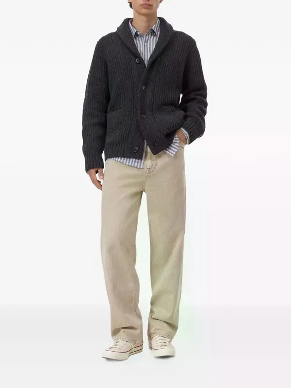 Closed Ribbed Shawl-collar Cardigan