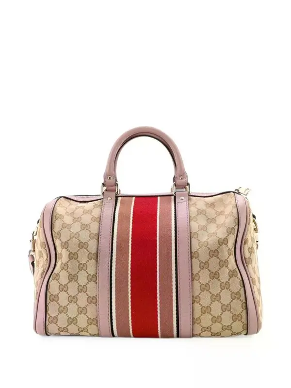 Gucci Vintage Web Boston Gg Canvas Satchel - Brown