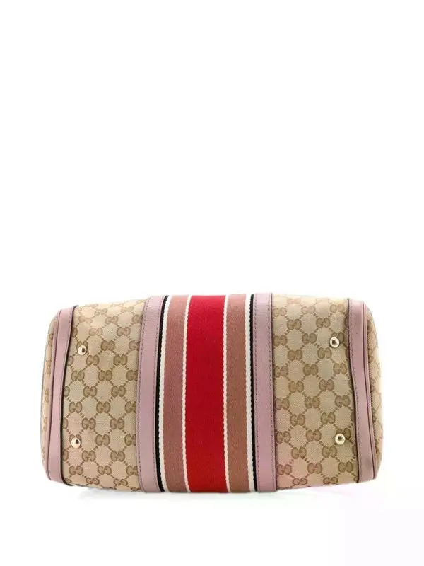 Gucci Vintage Web Boston Gg Canvas Satchel - Brown