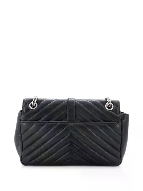 Saint Laurent Classic Monogram Slouchy Envelope Satchel Matelasse Chevron Leather Medium Crossbody Bag - Black