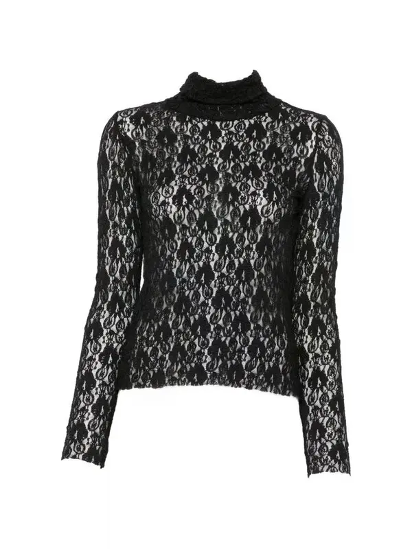 Dixie Floral Lace Roll-neck Top