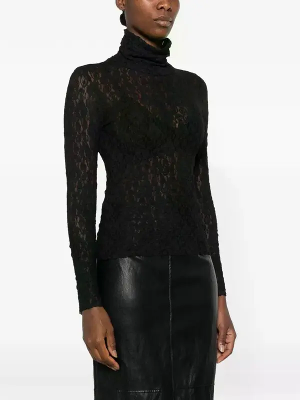 Dixie Floral Lace Roll-neck Top