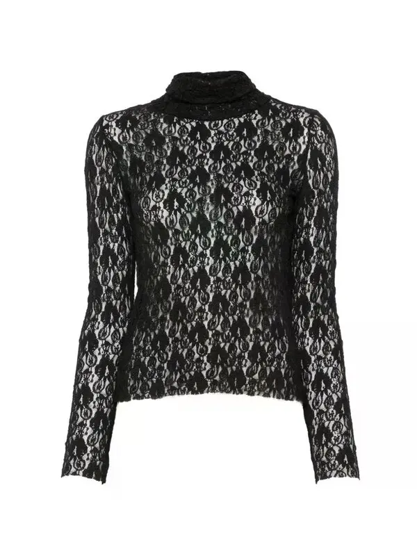 Dixie Floral Lace Roll-neck Top