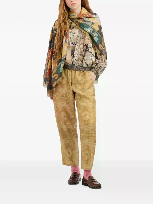 PIERRE-LOUIS MASCIA Aloe Baroque-pattern Straight-leg Trousers