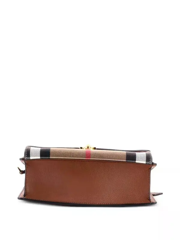 Burberry Macken Leather And House Check Canvas Small Cross Body Bag - Brown