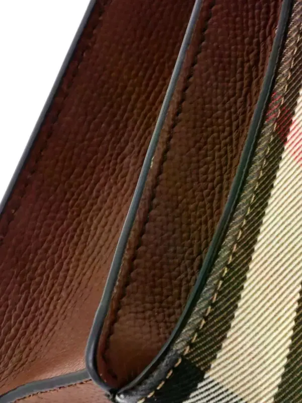 Burberry Macken Leather And House Check Canvas Small Cross Body Bag - Brown