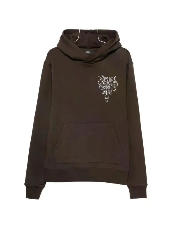 Amiri Lasso Crystal-embellished Hoodie - Brown