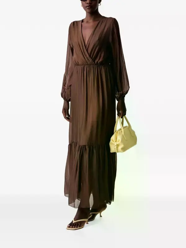 VICOLO Wrap Tiered Maxi Dress
