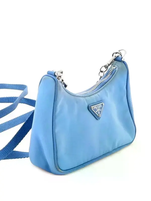 Prada Re-edition Tessuto Mini Hobo Shoulder Bag - Blue