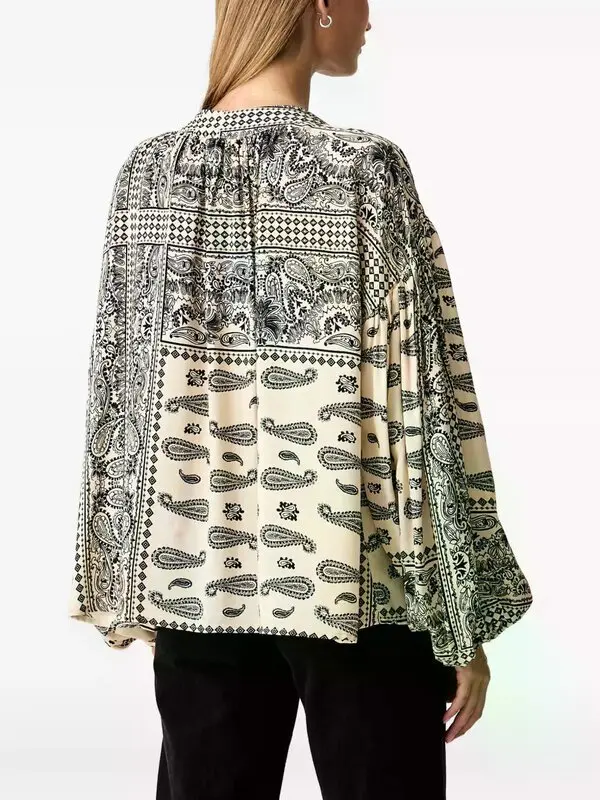 VICOLO Paisley-print Tie-neck Blouse