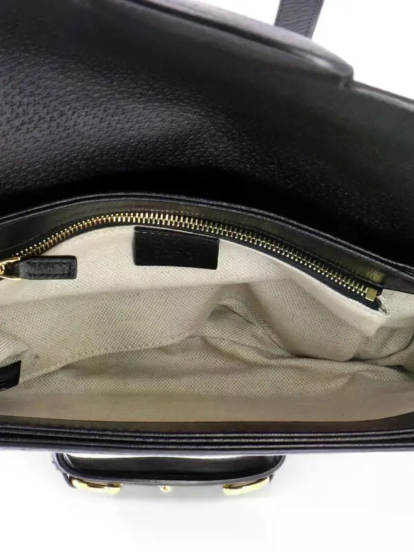 Gucci Horsebit 1955 Gg Denim Shoulder Bag - Black