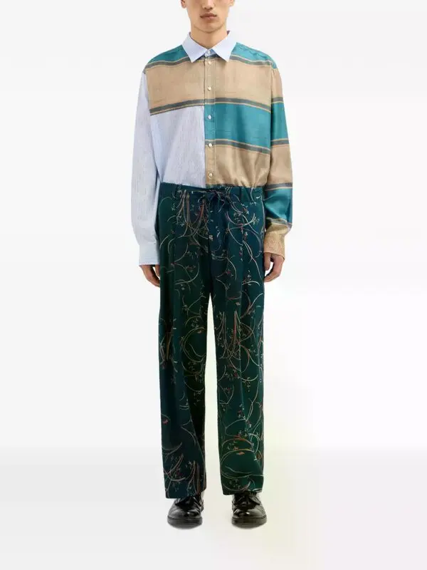 PIERRE-LOUIS MASCIA Dylan Botanical-pattern Wide-leg Trousers