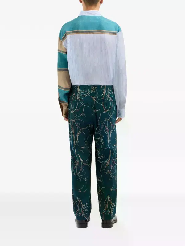 PIERRE-LOUIS MASCIA Dylan Botanical-pattern Wide-leg Trousers
