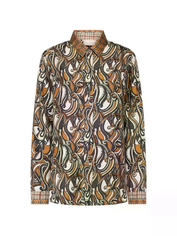 PIERRE-LOUIS MASCIA Abstract-print Silk Shirt