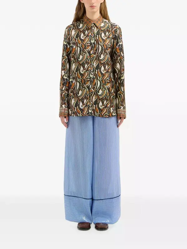 PIERRE-LOUIS MASCIA Abstract-print Silk Shirt