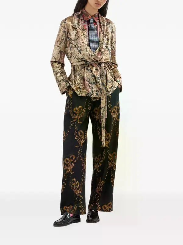PIERRE-LOUIS MASCIA Beatex Floral-print High-waisted Trousers