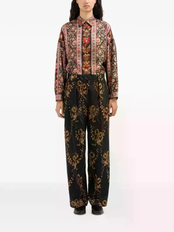 PIERRE-LOUIS MASCIA Beatex Floral-print High-waisted Trousers