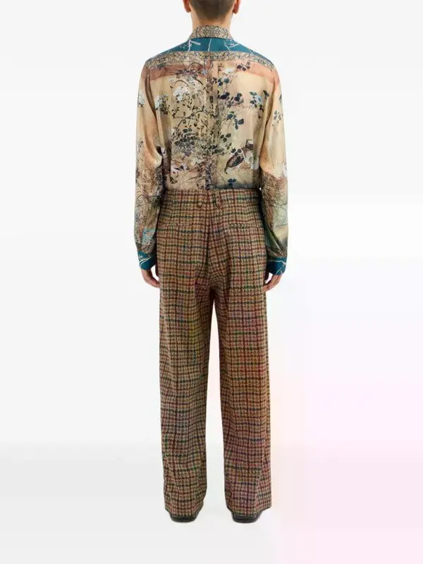 PIERRE-LOUIS MASCIA Dylan Houndstooth-pattern Wide-leg Trousers