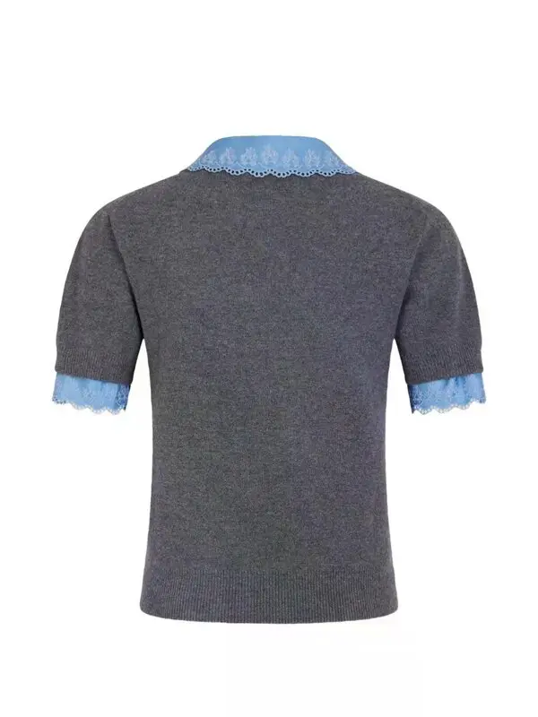 Rabanne Embroidered-satin-trim Short-sleeve Sweater
