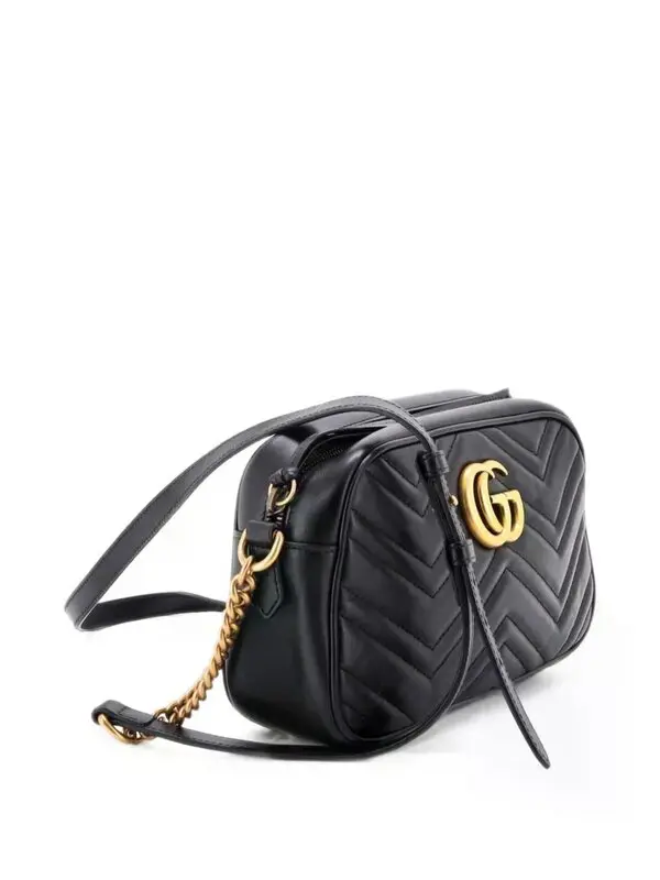 Gucci Gg Marmont Shoulder Bag Matelasse Leather Small Crossbody Bag - Black