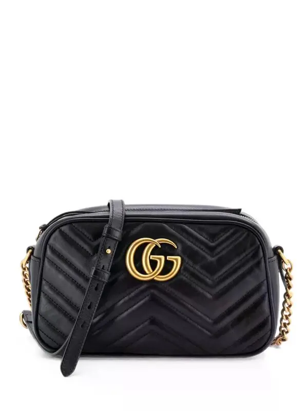 Gucci Gg Marmont Shoulder Bag Matelasse Leather Small Crossbody Bag - Black