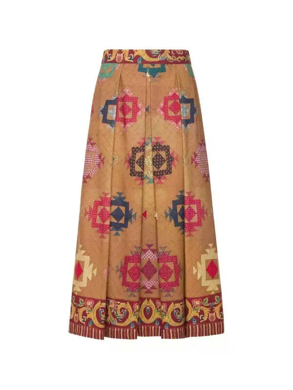 PIERRE-LOUIS MASCIA Geometric-motif Pleated Midi Skirt