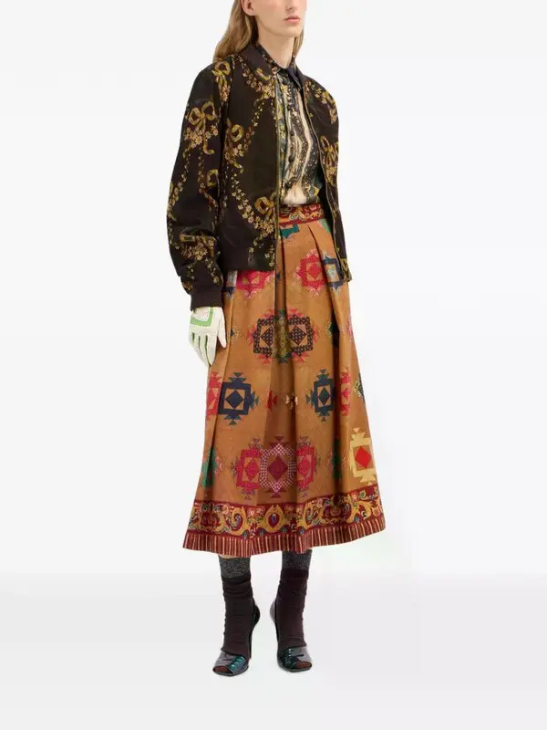 PIERRE-LOUIS MASCIA Geometric-motif Pleated Midi Skirt