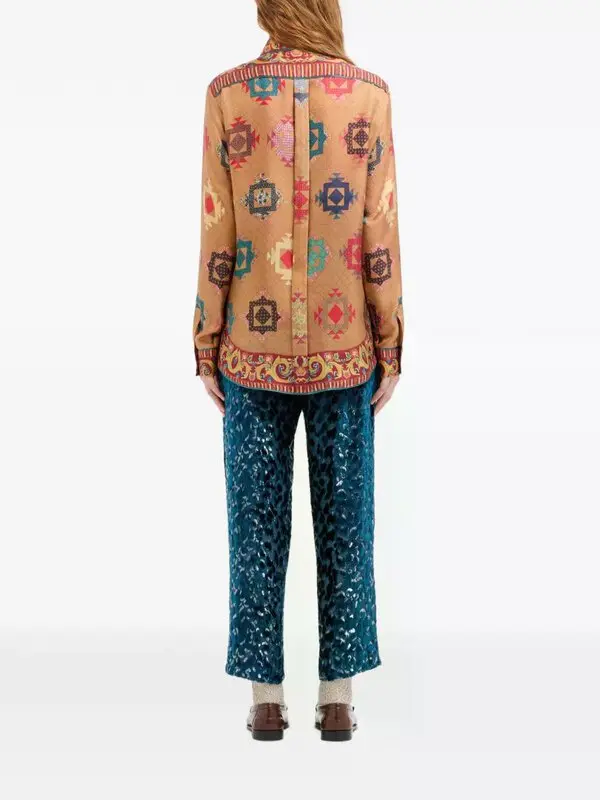 PIERRE-LOUIS MASCIA Aloe Geometric-print Silk Shirt