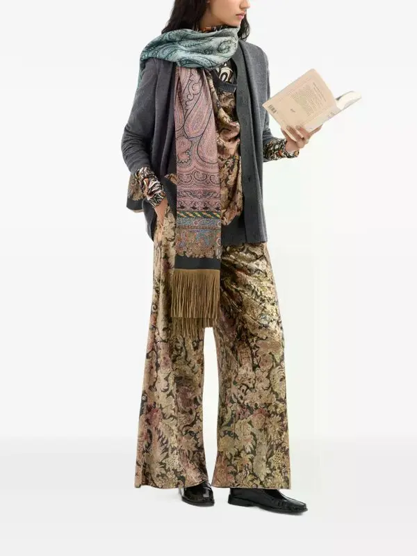 PIERRE-LOUIS MASCIA Ranada Floral-motif Trousers - Neutrals